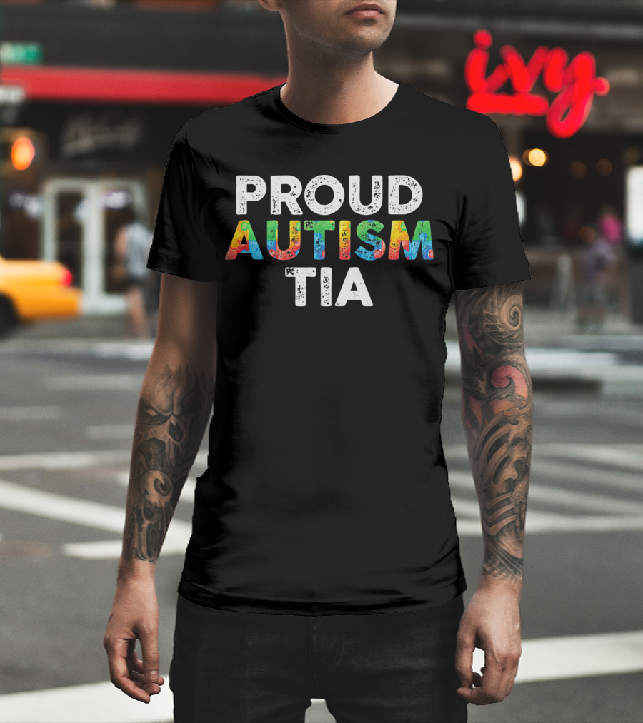 Proud Autism Tia Autism Awareness Colorful Puzzle T-Shirt