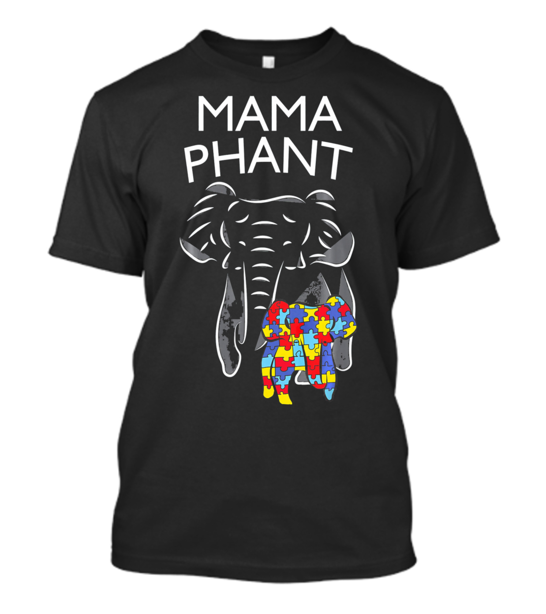 Mama Phant Autism Awareness Puzzle Elephant T-Shirt