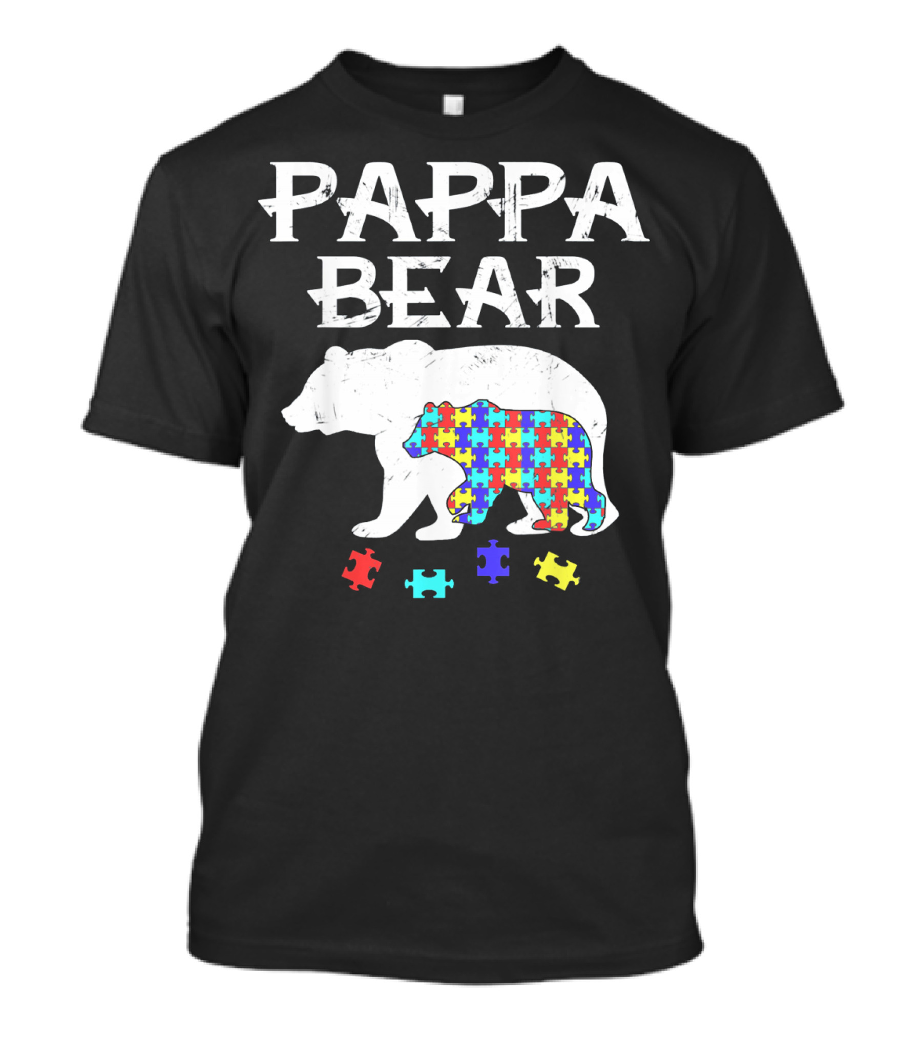 Pappa Bear Autism Awareness Puzzle Bear T-Shirt