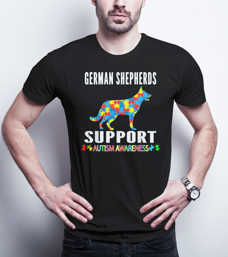 German Shepherds Support Autism Awareness Puzzle T-Shirt