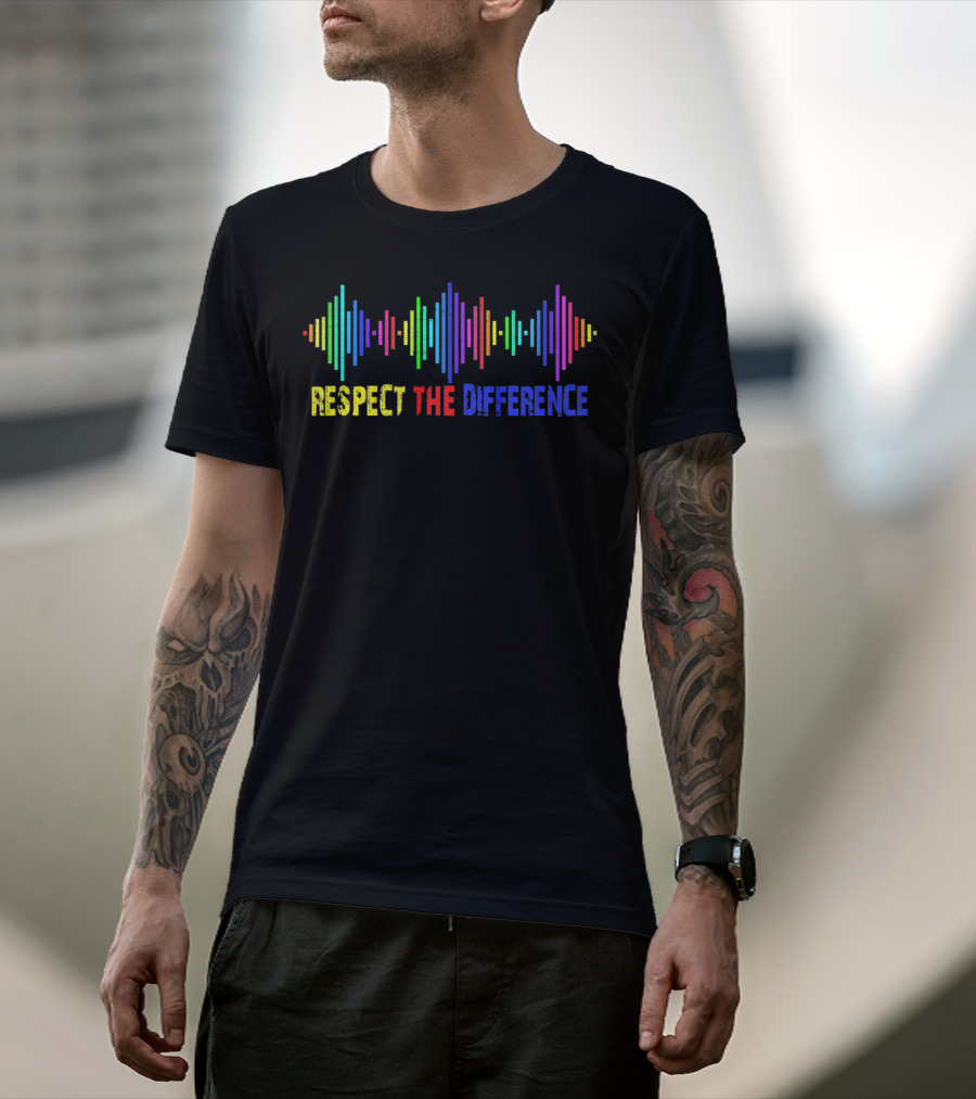 Respect The Difference Autism Awareness Colorful Soundwave T-Shirt