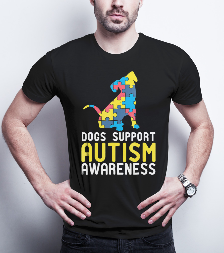Dogs Support Autism Awareness Novelty Autism Dog Lover Awareness T-Shirt