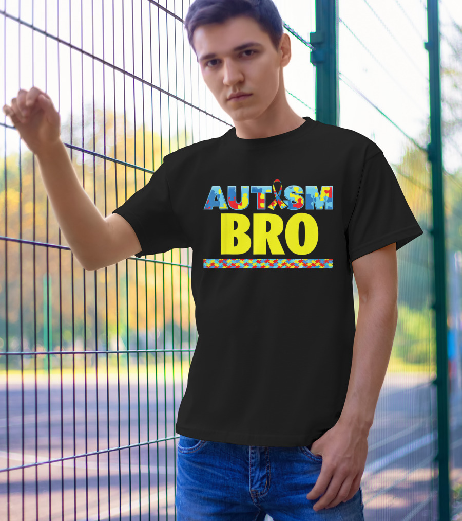Autism Puzzle Ribbon Bro Brother Awareness Support T-Shirt