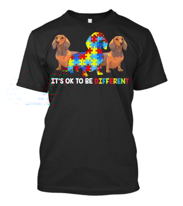 IT'S OK TO BE DIFFERENT Dachshund Autism Puzzle T-Shirt