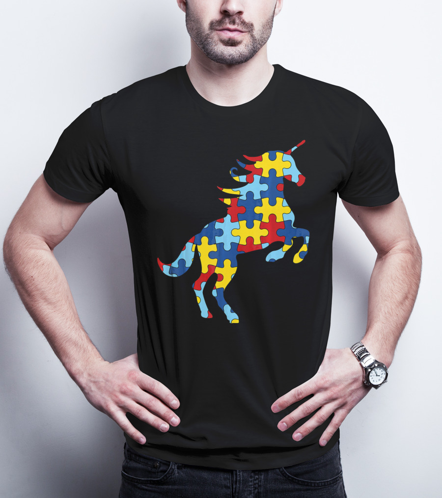 Autism Awareness Day Unicorn Puzzle T-Shirt