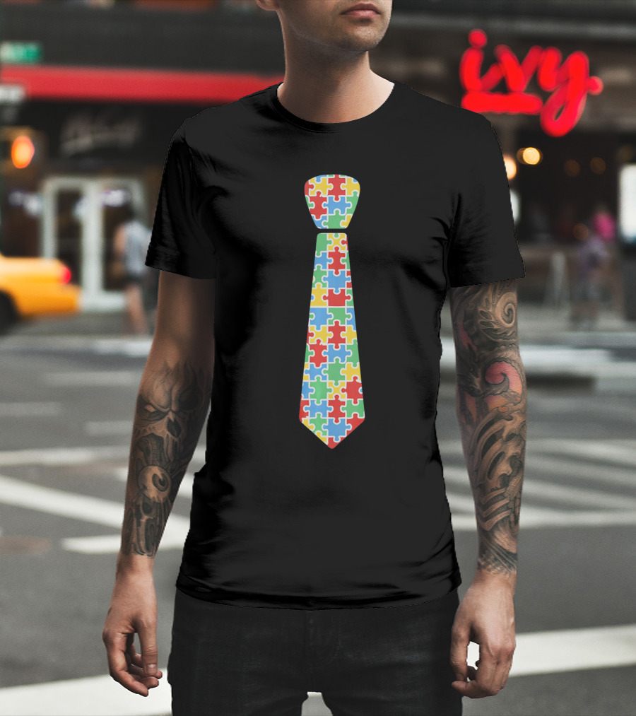 Autism Awareness Puzzle Piece Necktie T-Shirt