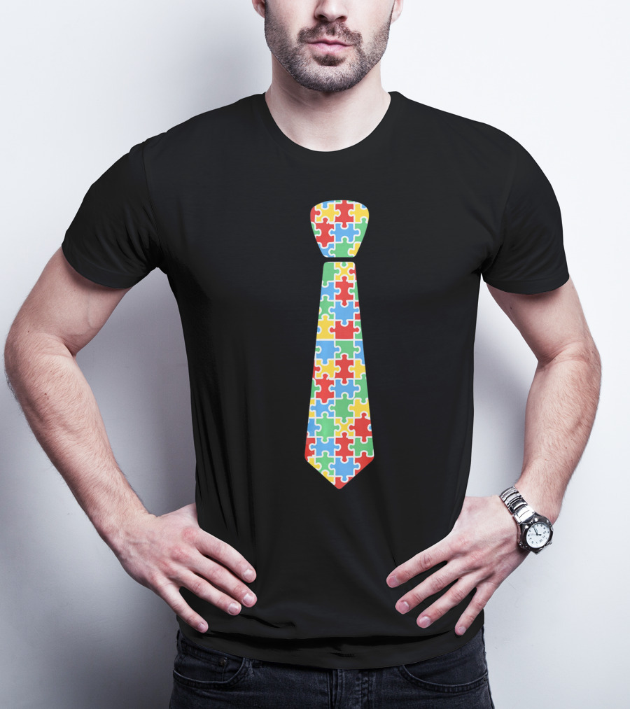 Autism Awareness Puzzle Piece Necktie T-Shirt
