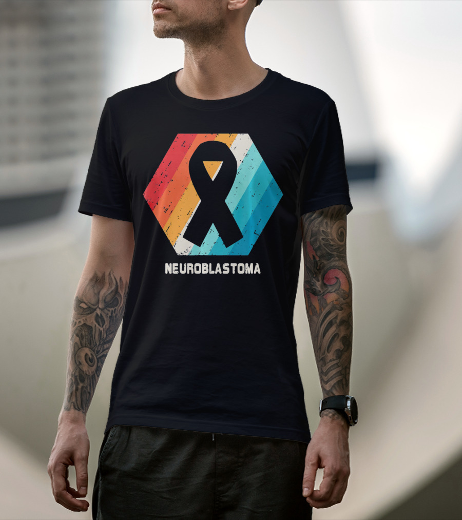 Neuroblastoma Awareness Ribbon Retro Hexagon T-Shirt