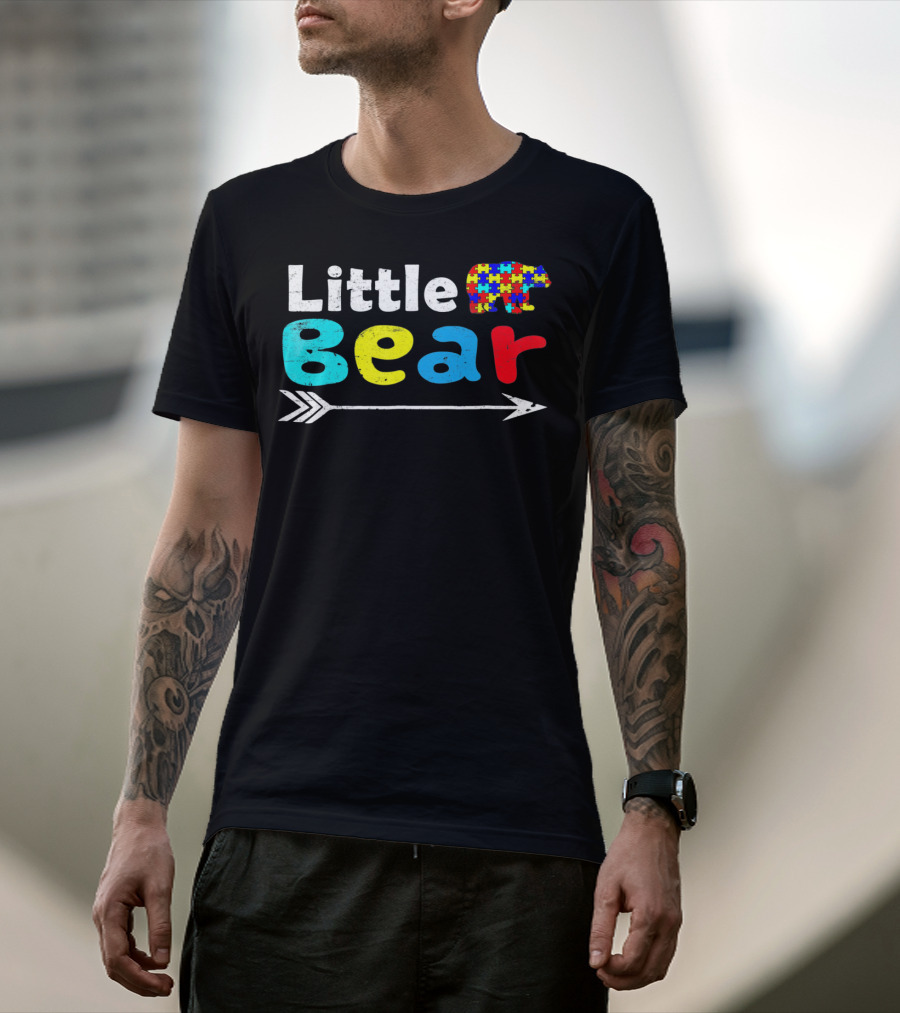 Little Bear Autism Awareness Puzzle Pattern Arrow T-Shirt