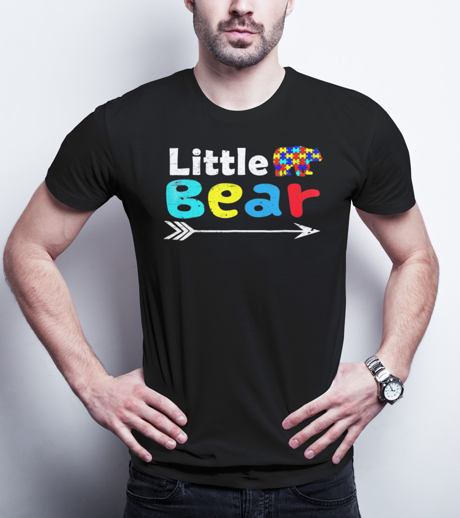 Little Bear Autism Awareness Puzzle Pattern Arrow T-Shirt