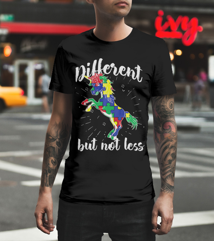 Different Not Less Unicorn Autism Awareness T-Shirt