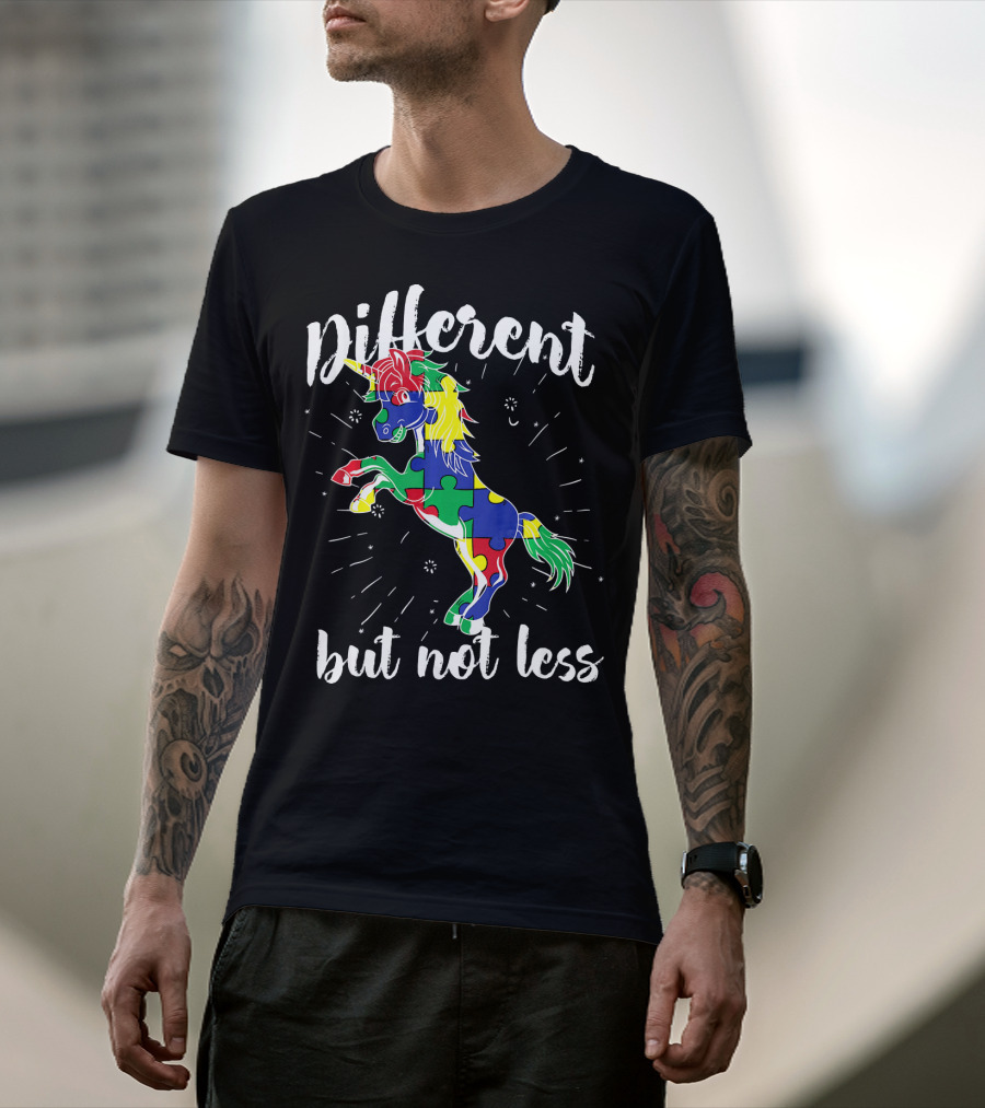 Different Not Less Unicorn Autism Awareness T-Shirt