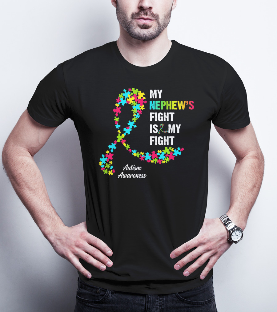 My Nephew's Fight Is My Fight Autism Awareness Puzzle T-Shirt