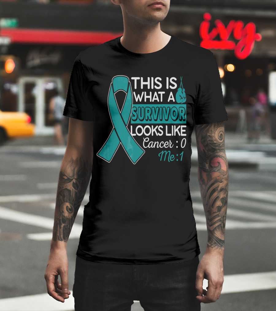 This Is What A Survivor Looks Like Cancer 0 Me 1 T-Shirt