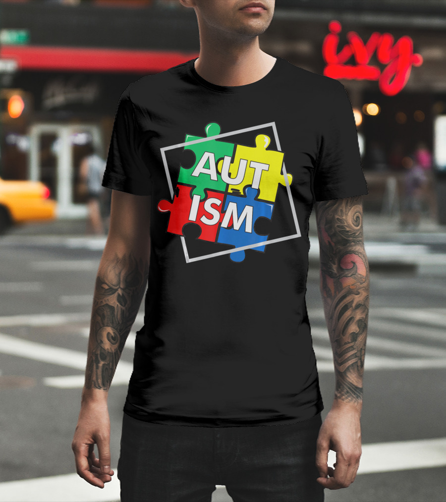 Autism Puzzle Awareness Day Colorful Puzzle Pieces T-Shirt