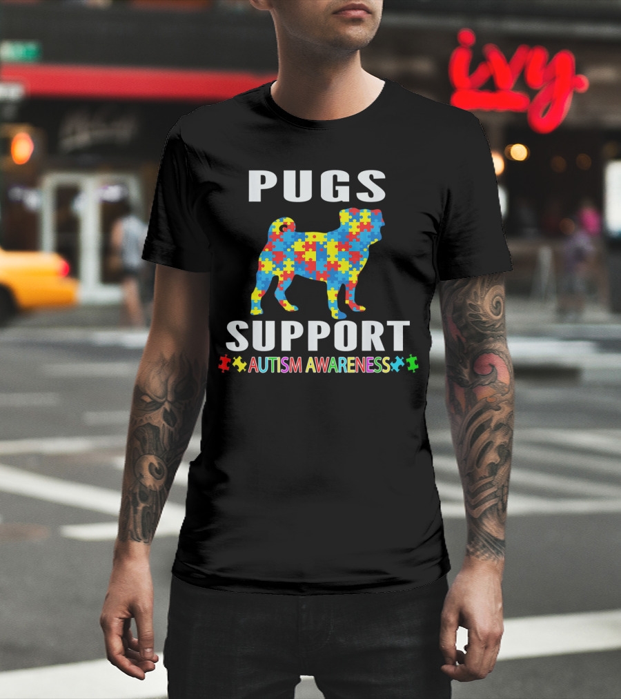 Pugs Support Autism Awareness Puzzle T-Shirt