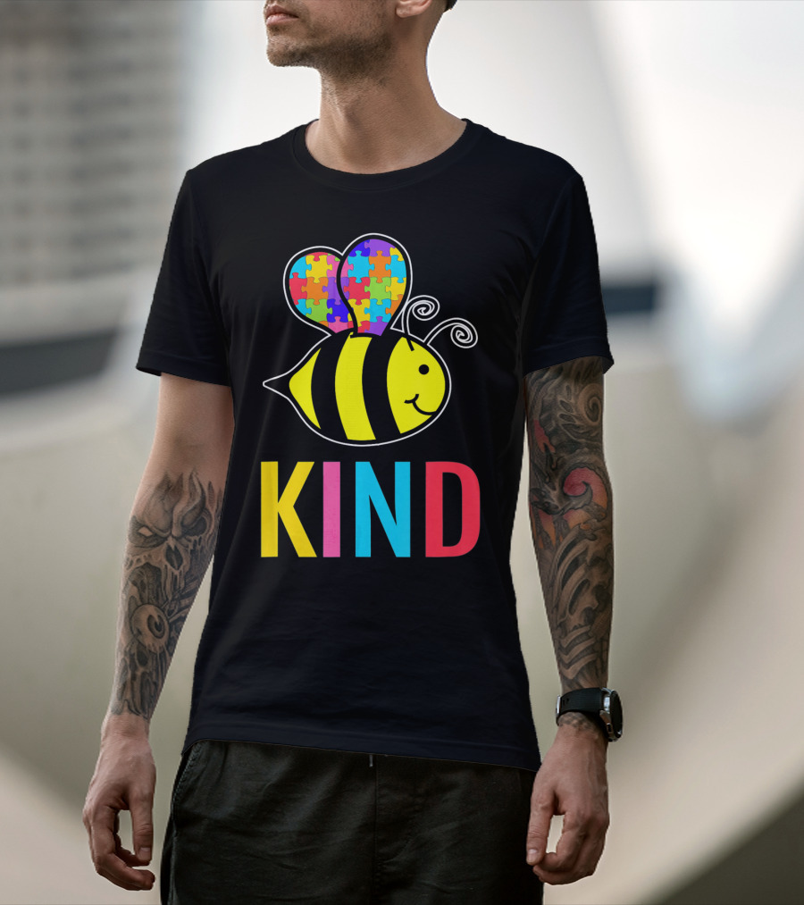 Autism Awareness Bee With Puzzle Wings KIND T-Shirt