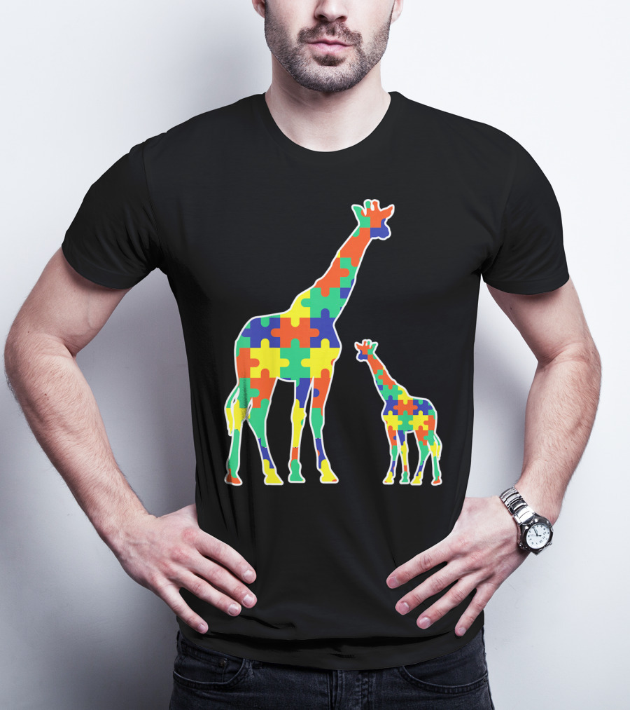 Kids Cute Autism Awareness Giraffes Puzzle T-Shirt