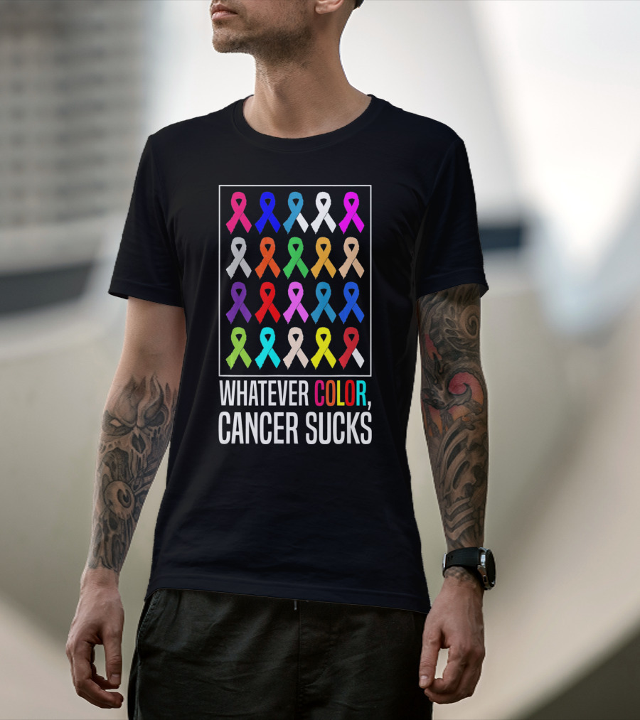 Whatever Color Cancer Sucks Ribbons Awareness T-Shirt