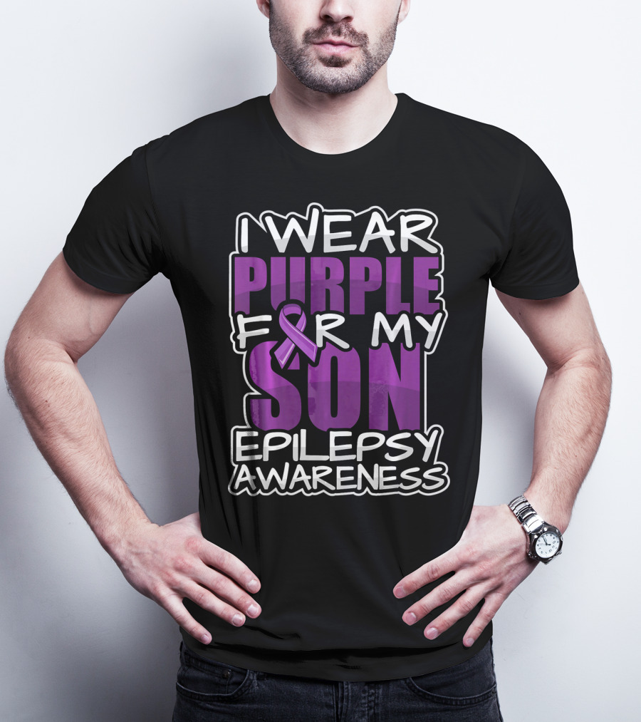 I Wear Purple For My Son Epilepsy Awareness T-Shirt