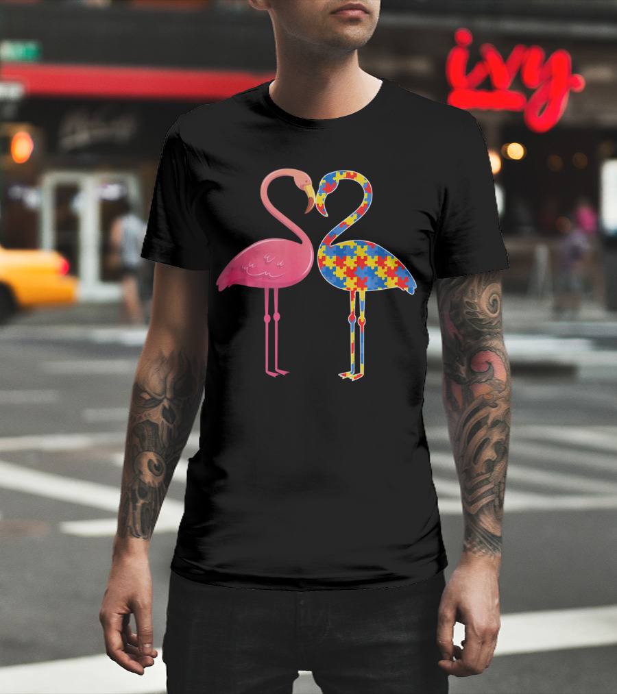 Flamingo Puzzle Autism Awareness T-Shirt
