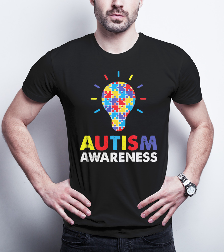 Autism Awareness Puzzle Piece Light Bulb Special Needs T-Shirt