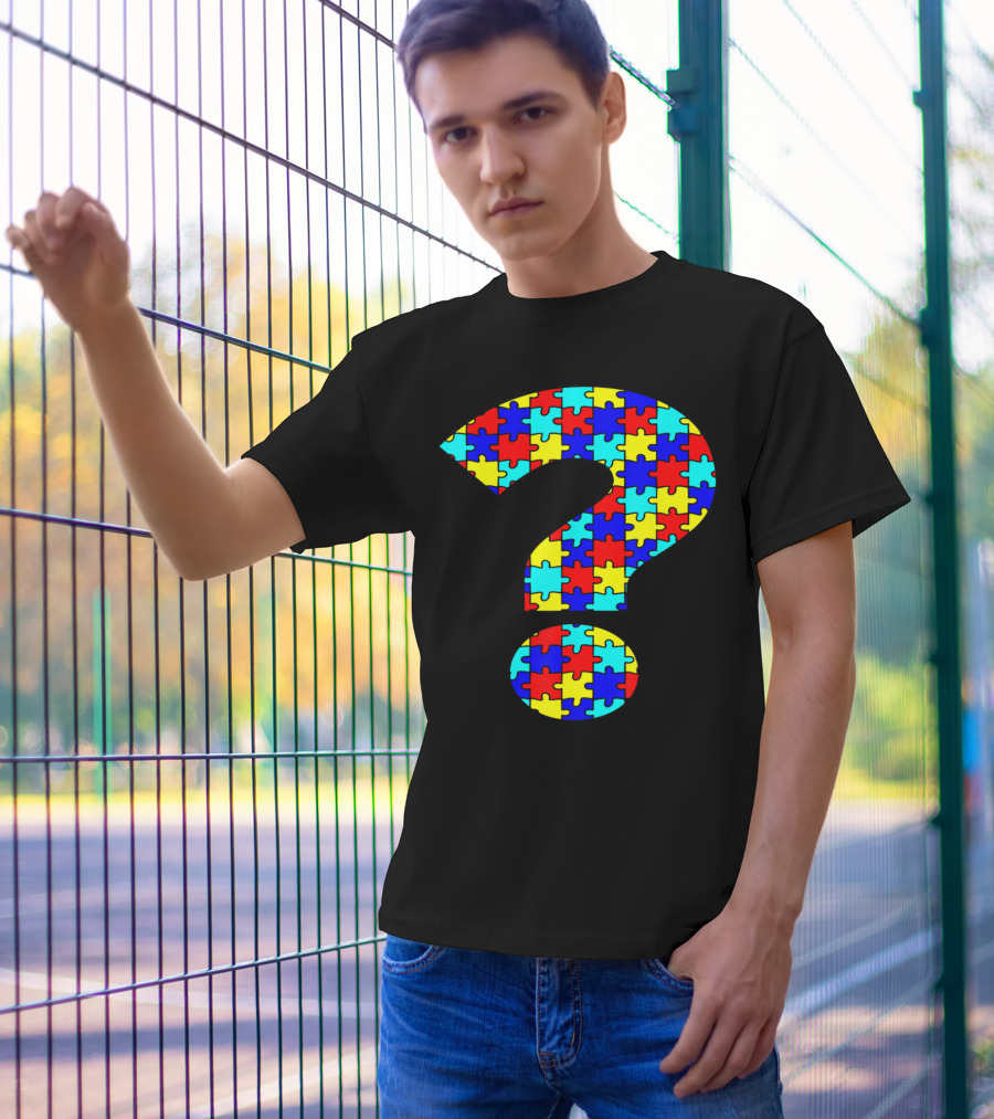 Puzzled Question Mark Autism Awareness Puzzle Piece T-Shirt