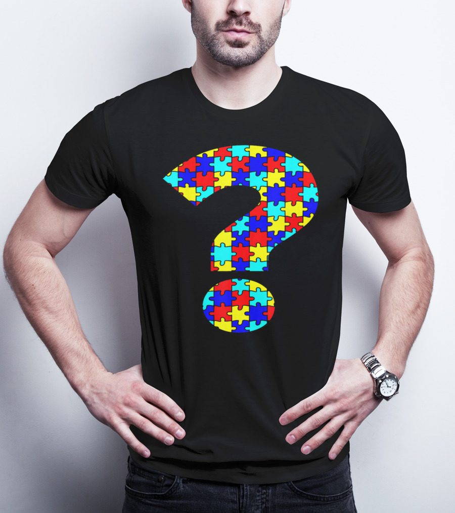Puzzled Question Mark Autism Awareness Puzzle Piece T-Shirt