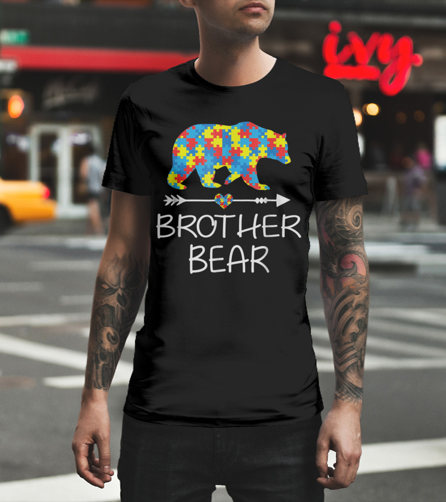 Brother Bear Autism Puzzle Pattern Awareness T-Shirt