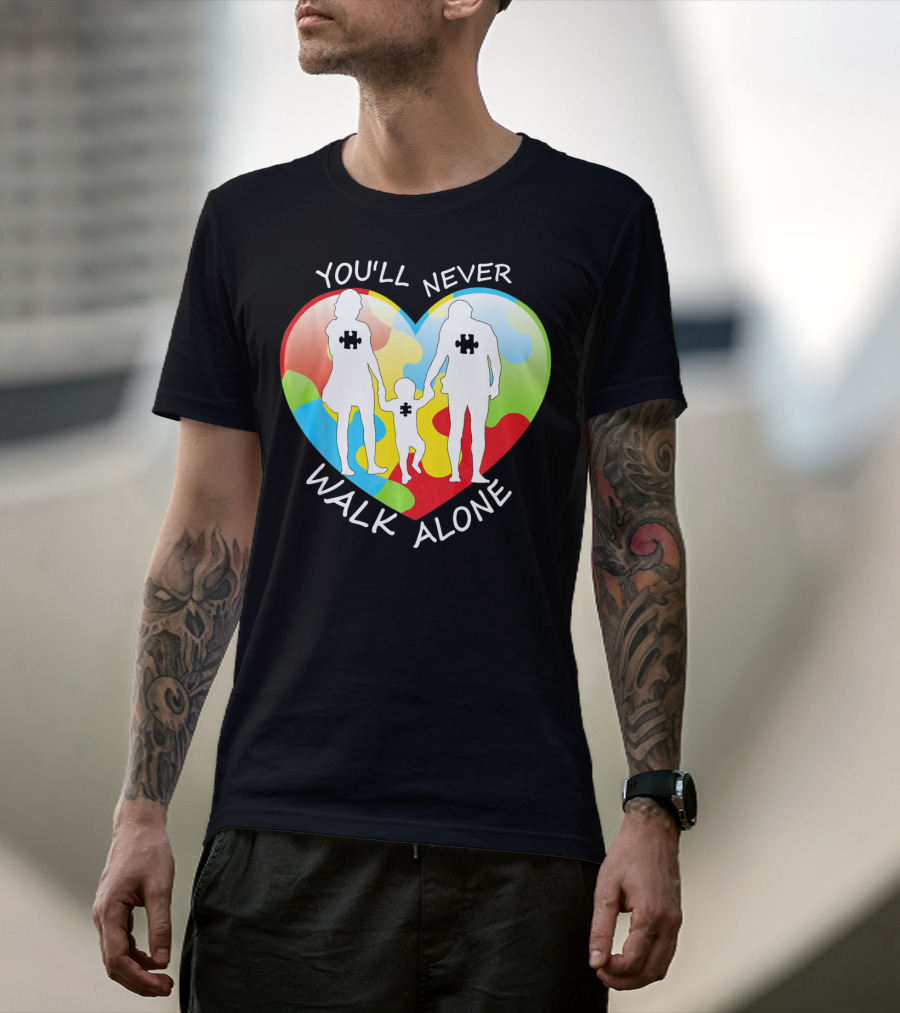 You'll Never Walk Alone Puzzle Family Heart T-Shirt