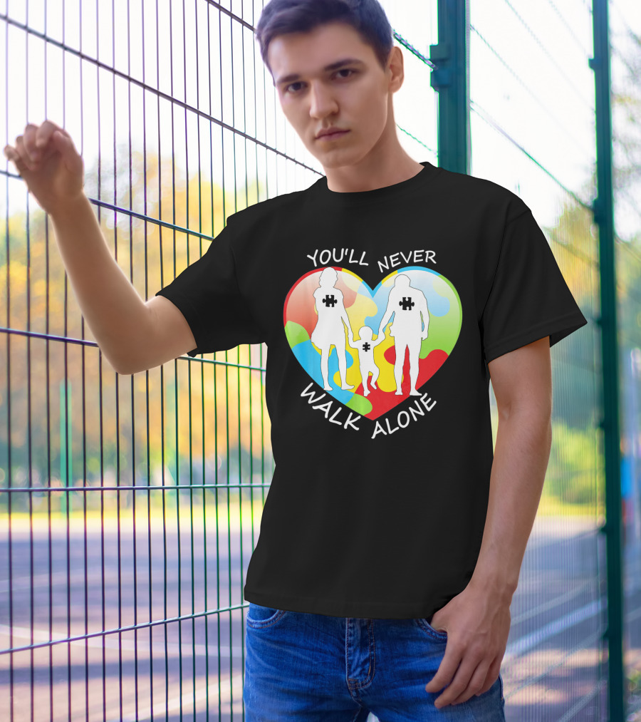 You'll Never Walk Alone Puzzle Family Heart T-Shirt