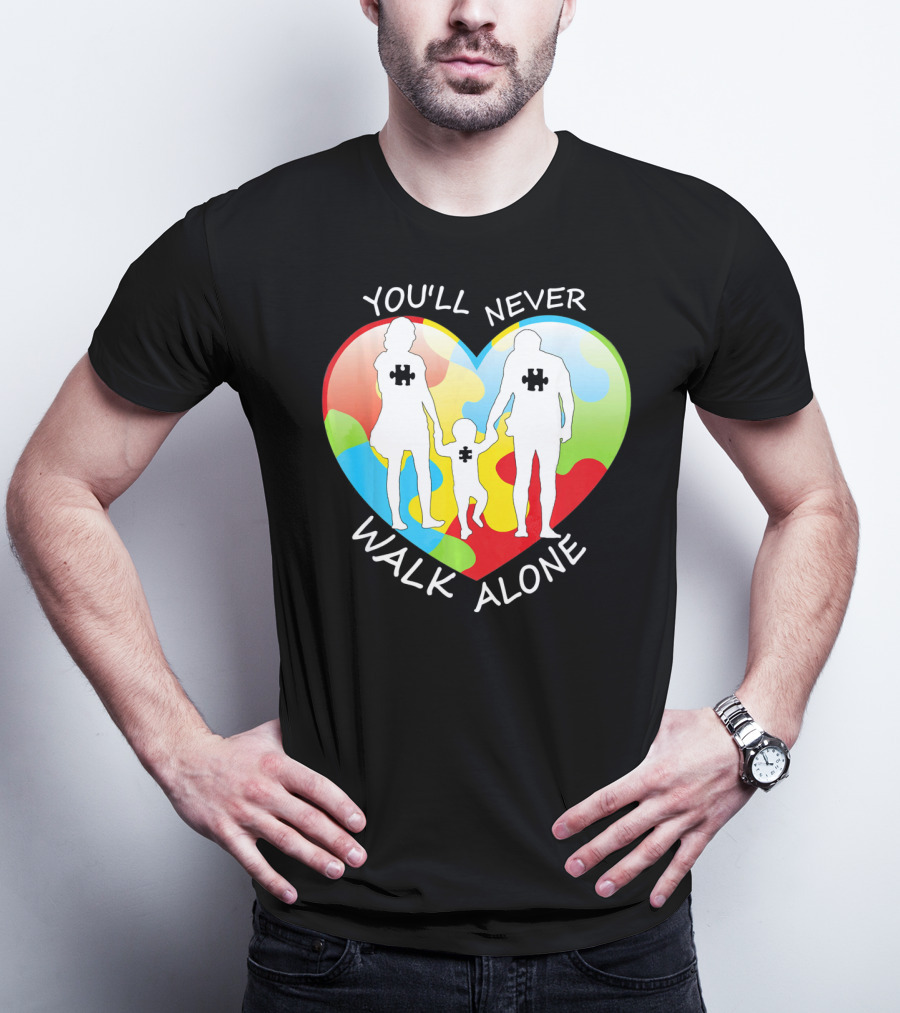 You'll Never Walk Alone Puzzle Family Heart T-Shirt