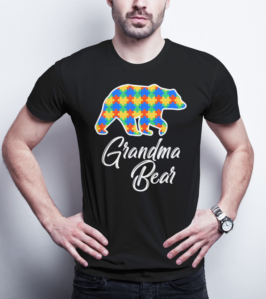 Grandma Bear Autism Puzzle Awareness T-Shirt