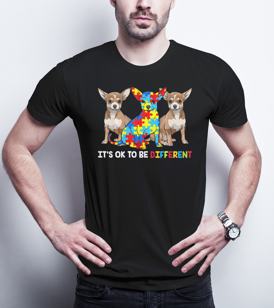 It's OK To Be Different Chihuahua Autism Puzzle T-Shirt