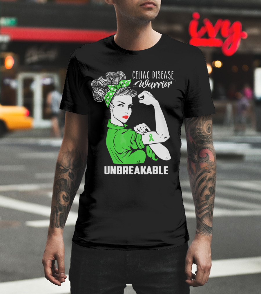 Celiac Disease Warrior Unbreakable Rosie The Riveter T-Shirt