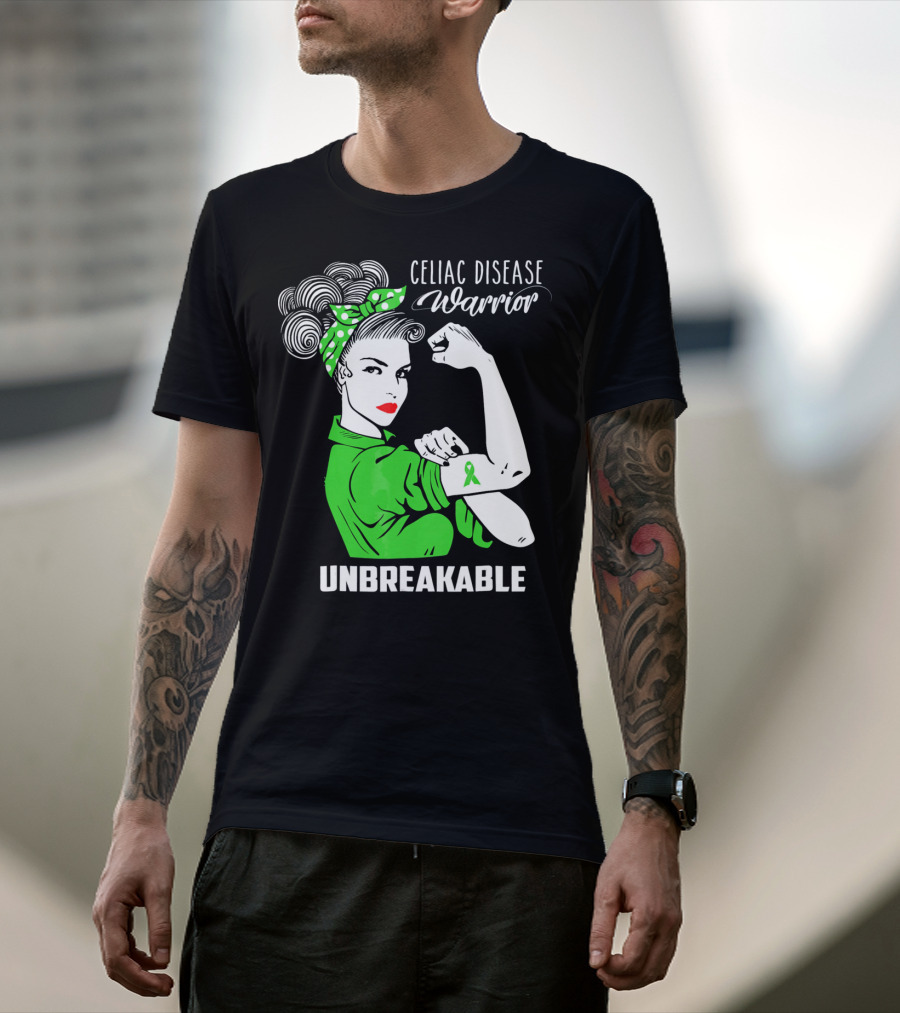 Celiac Disease Warrior Unbreakable Rosie The Riveter T-Shirt