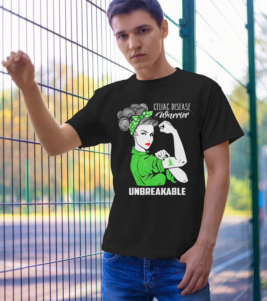 Celiac Disease Warrior Unbreakable Rosie The Riveter T-Shirt