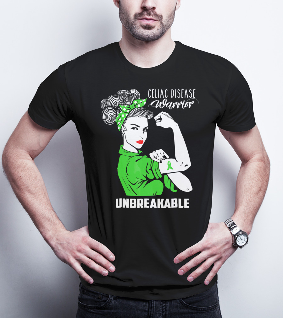 Celiac Disease Warrior Unbreakable Rosie The Riveter T-Shirt