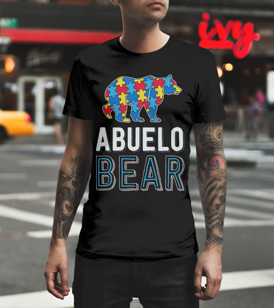 Abuelo Bear Autism Puzzle Awareness T-Shirt