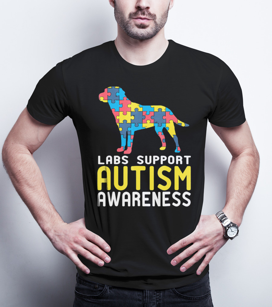 Labs Support Autism Awareness Puzzle Labrador T-Shirt