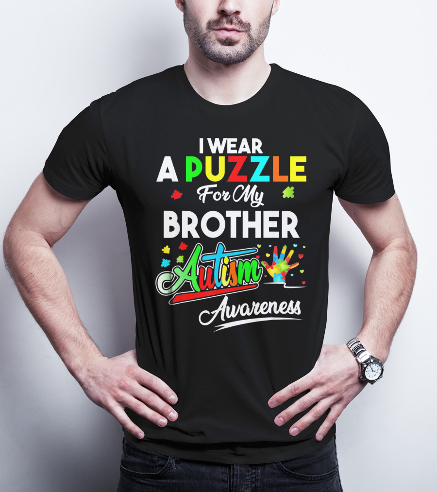 I Wear A Puzzle For My Brother Autism Awareness T-Shirt