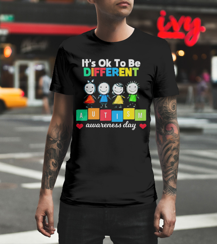 It's Ok To Be Different Autism Awareness Day T-Shirt
