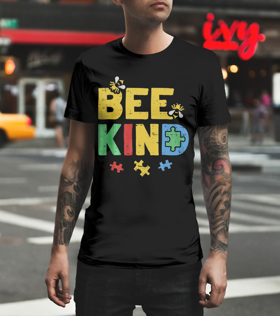 BEE KIND Puzzle Autism Awareness Bees T-Shirt