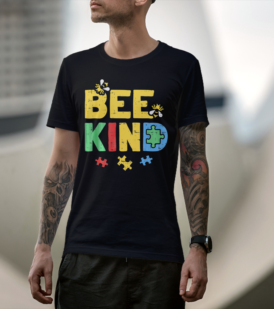 BEE KIND Puzzle Autism Awareness Bees T-Shirt
