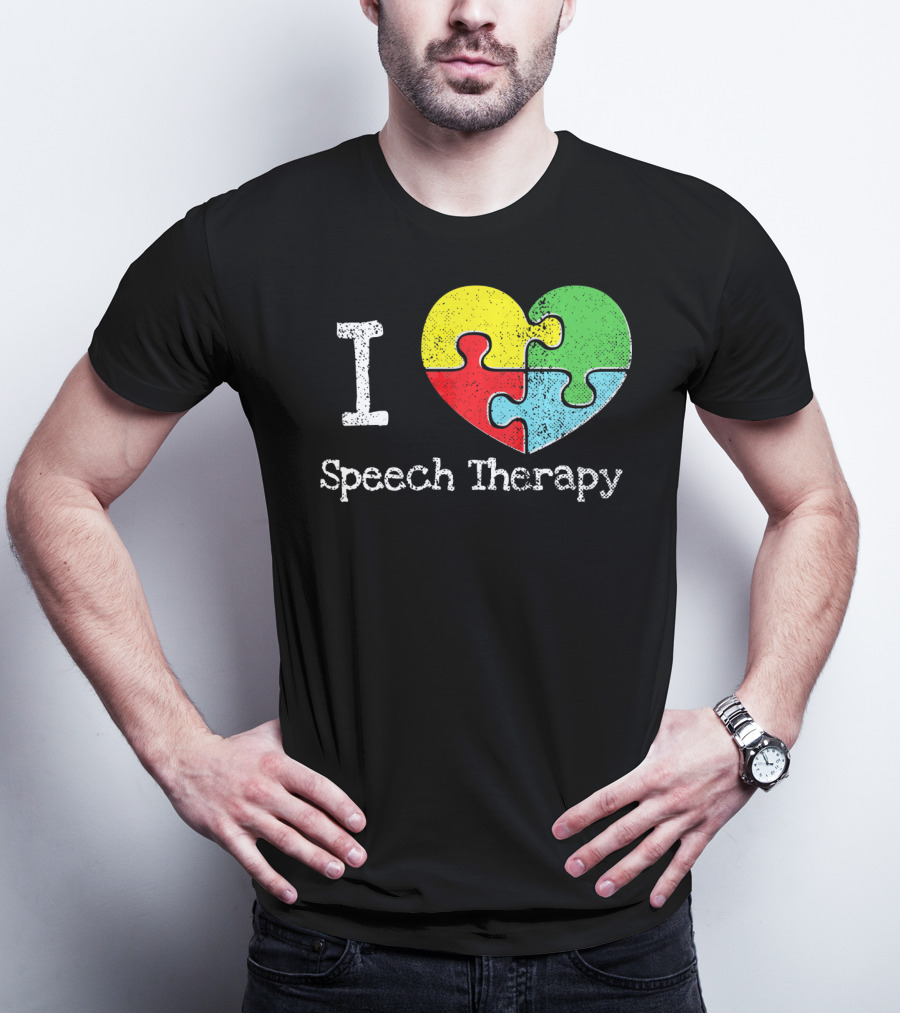 I Heart Speech Therapy Puzzle Autism Awareness T-Shirt