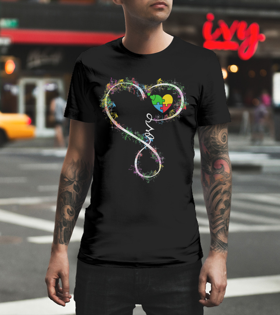 Kids Love Colorful Puzzle Heart Autism Awareness T-Shirt