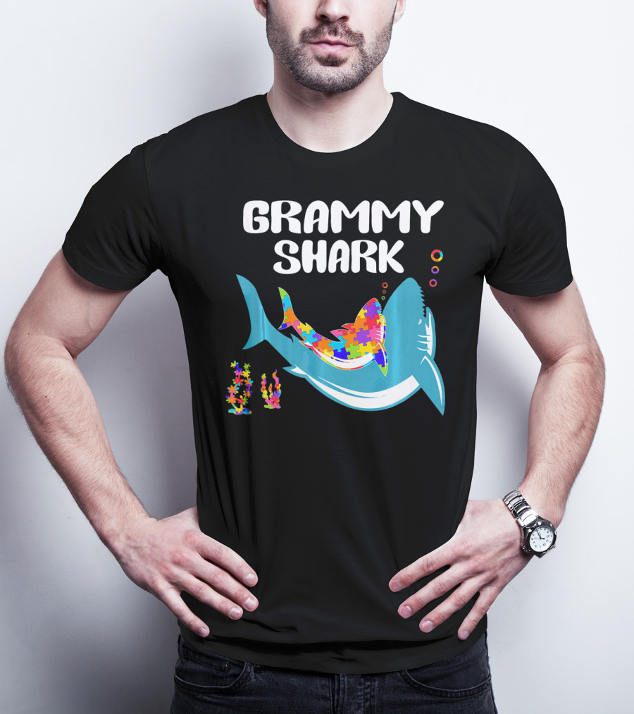 GRAMMY SHARK Autism Awareness Puzzle Shark T-Shirt
