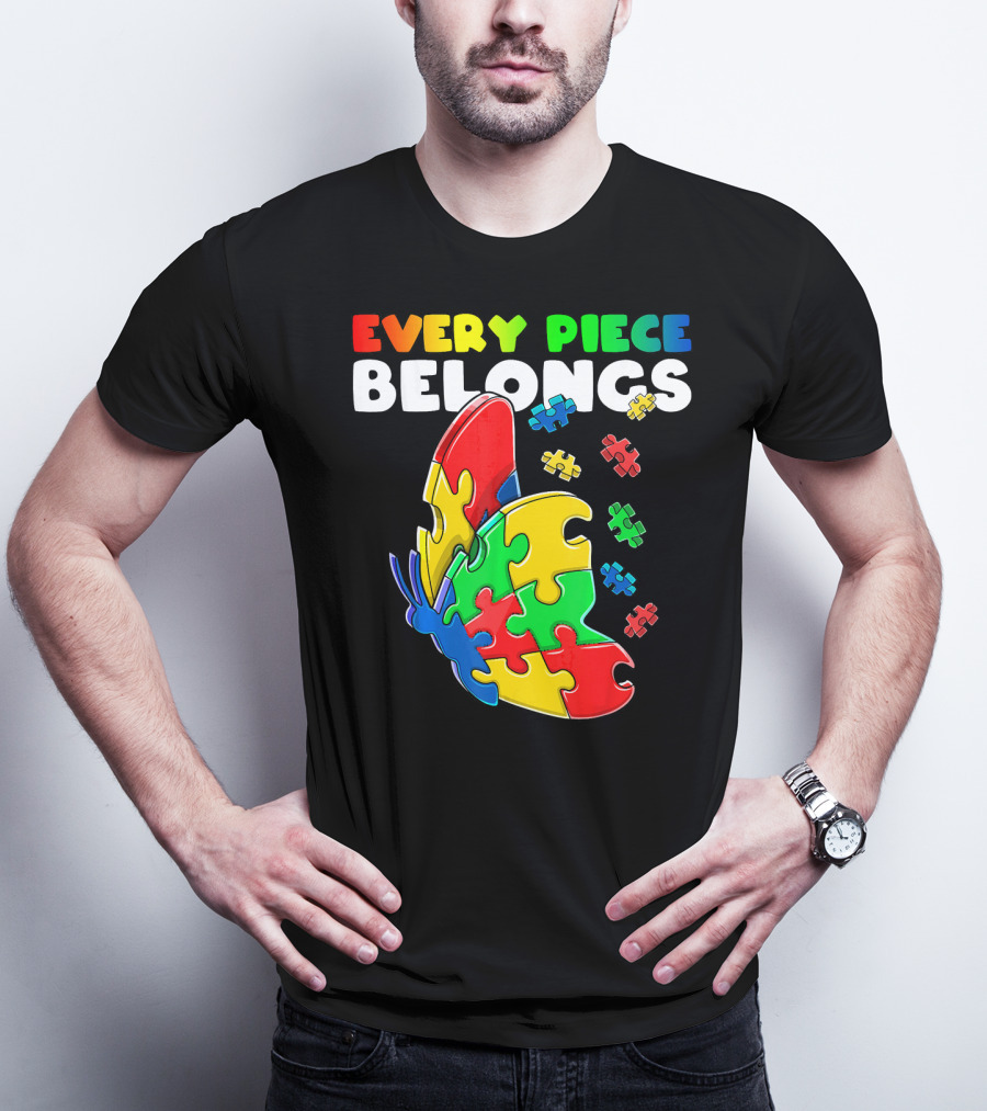 Every Piece Belongs Autism Awareness Butterfly Puzzle Pieces T-Shirt