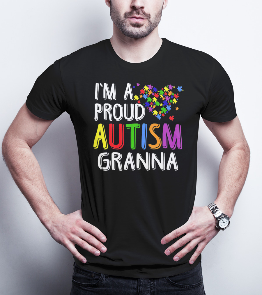 I'M A PROUD AUTISM GRANNA Puzzle Heart T-Shirt