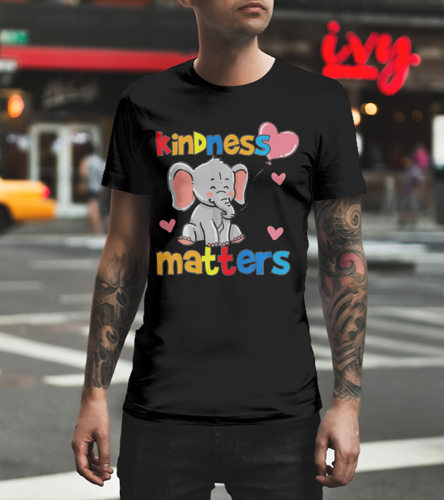 Kindness Matters Autism Awareness Elephant With Hearts T-Shirt